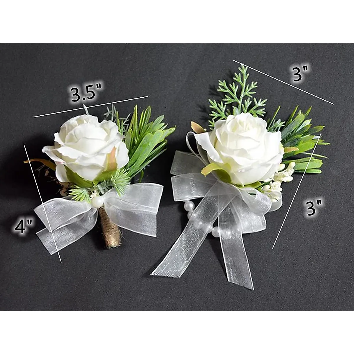 Rikyo Rose Wrist Corsage Wristlet Band Bracelet and Men Boutonniere Set, Corsage for Prom,Bride Hand Flower Flowers Ceremony,Wedding Party Prom Decor,DIY Petals Hair Hat Wreath (Black)