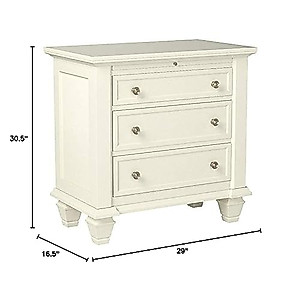 Coaster Furniture Sandy Beach Coastal 3 Drawer Nightstand Bedroom Bedside Table Storage Drawers Service Tray Buttermilk White 201302