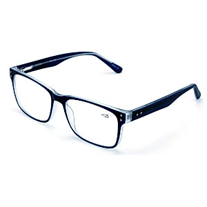 V.W.E. Men Premium Rectangle Stainless Steel Reading Glasses - Wide Fitment Metal Reader (Dark Blue, 1.75)