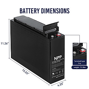 NPPower FT12-100Ah (4 Pcs) 12V 100Ah Front Access AGM Deep Cycle SLA Battery | The Ultimate Battery You Can Feel Confident | for Telecommunication System, UPS and Off-Grid Solar System