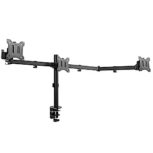 VIVO Triple 21.5 to 27 inch LED LCD Computer Monitor Desk Mount VESA Stand, Flush Wall Setup, Heavy Duty Fully Adjustable Tilt, Swivel, and Rotation, Fits 3 Screens, Black, STAND-V103C