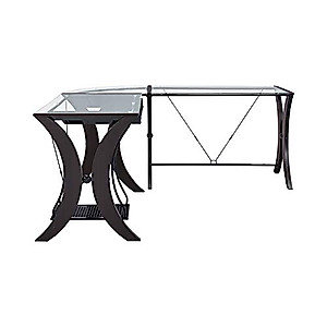 Coaster Home Furnishings CO-800446 Monterey 3-Piece L-Shape Computer Desk Set, Cappuccino and Clear, 68 W x 67 D x 30 H