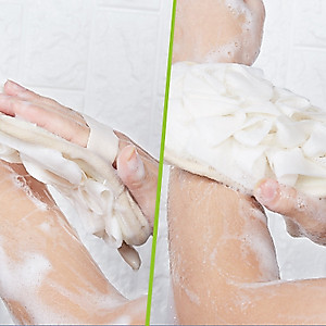 mikimini Bath Mitt for Women, Bath Pouf Mesh Brushes 1 PC Upgraded Version | Loofah Sponge & Exfoliating Pad 2 in 1 Professional Design | Exfoliating Gently with The Elastic (1 Pack)