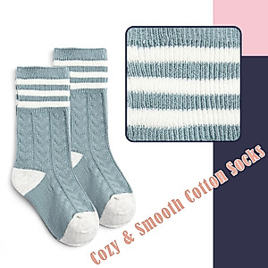 Big Boys Cotton Socks Kids Seamless Crew Socks Cartoon Colorful Dress Socks for Boys 6 Pairs Stripes Size 8-10 Years