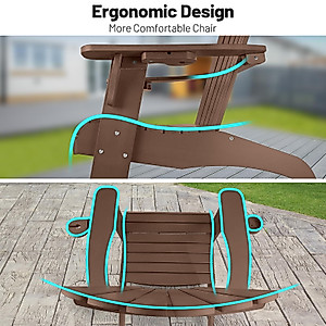 Cecarol Oversized Adirondack Chair Plastic, Outdoor Fire Pit Chair with Cup Holder, Adirondack Patio Chair Weather Resistant for Outside, Porch, Lawn, Garden- AC01, Coffee