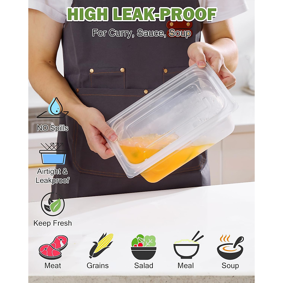 1/9 Size&2.5 Inch Translucent NSF Food Pan: 9 PCS[Total Seal] [Hot&Cold Resistant] Food Storage Containers with Lids, Topping Salad Bar Container (BPA-FREE)