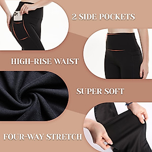 QGGQDD 3 Pack Black High Waisted Leggings for Women - Soft Workout Yoga Athletic Leggings