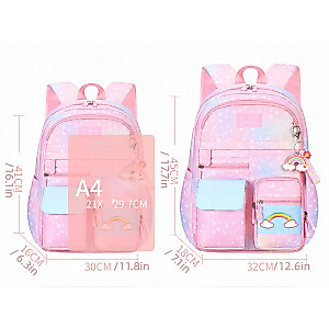 Mylshbest Rainbow Backpack for Girls, Large Capacity Student Laptop Backpacks BookBag Casual Travel Princess Daypack