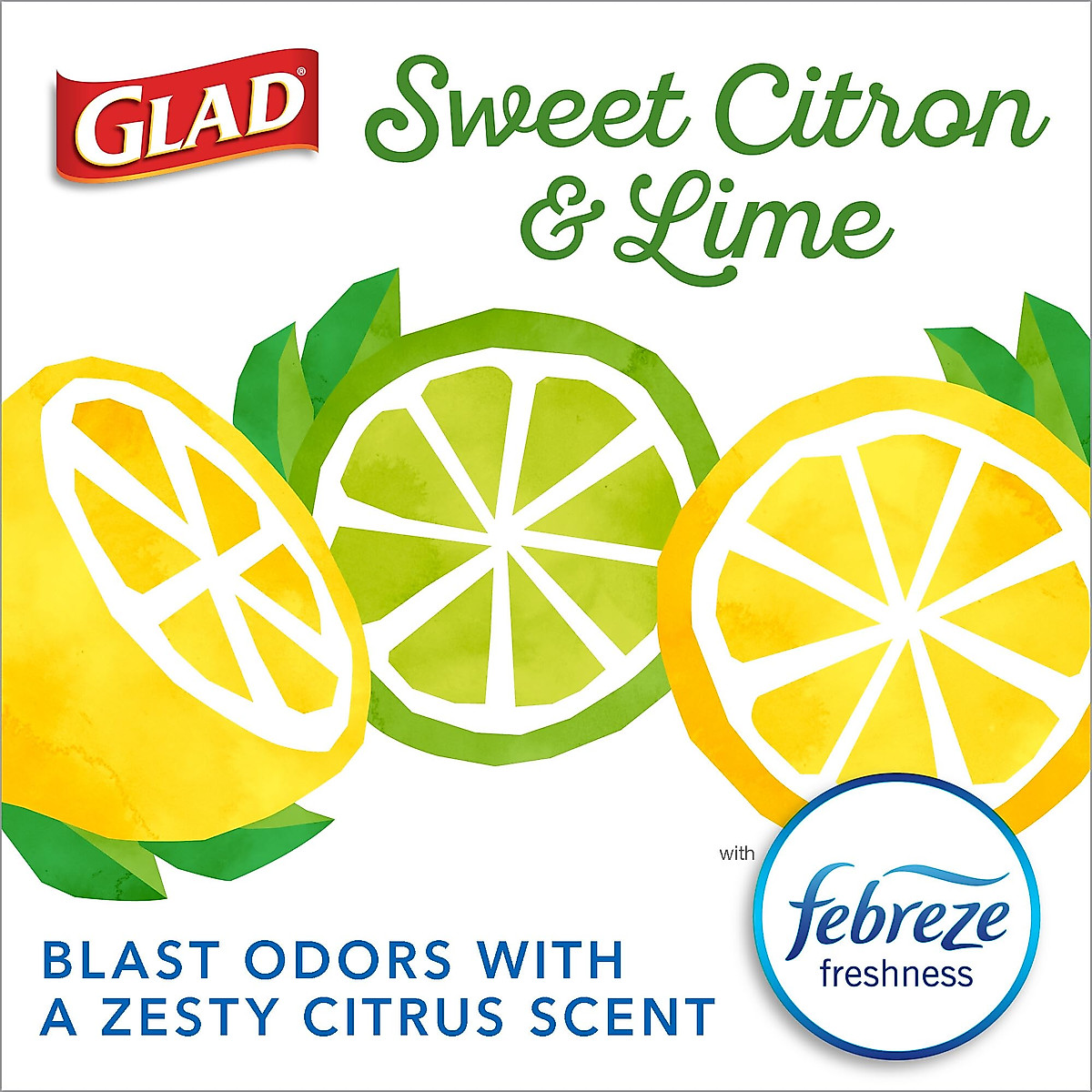 Glad Small Kitchen Drawstring Trash Bags – 4 Gallon Green Trash Bag Febreze , Sweet Citron & Lime, 80 Count (Package May Vary)