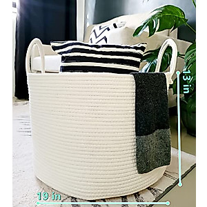 OTON HOME City Series White Rope Basket - Extra Large Storage Basket - Woven Basket for Storage - Basket for Towels - White Toy Storage - Nursery Basket - Blanket Basket Living Room
