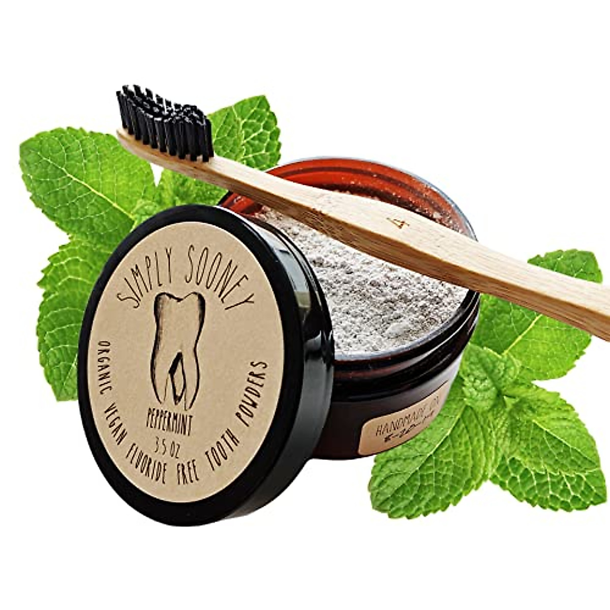 Organic Vegan Fluoride Free Remineralizing Tooth Powder Peppermint Formula Value Size UP to 6 Month Supply I Natural WHITENING I Stronger Teeth