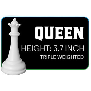 Chess Geeks 3X Triple Weighted Chess Pieces Only - Modern Style - Heavy Weighted Pieces - 32 Pieces + 2 Extra Queens - Total Weight 2.5lb - King 4" Tall