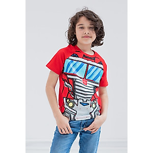 Transformers Optimus Prime Bumblebee Megatron Little Boys 3 Pack Graphic T-Shirts Red/Yellow/Black 7-8