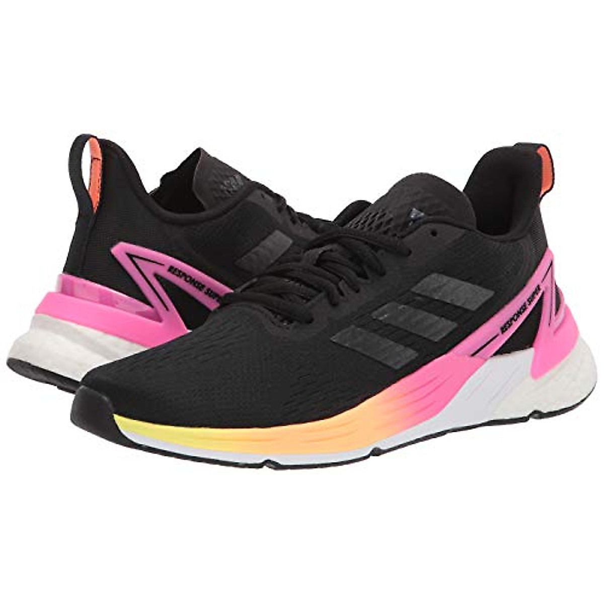 adidas Women's Response Super Running Shoes, Black/Black/Hi-Res Yellow, 8.5