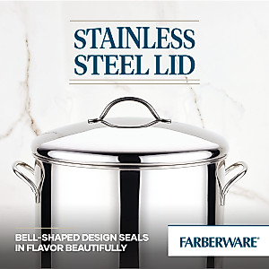 Farberware Classic Stainless Steel Stock Pot/Stockpot with Lid - 16 Quart, Silver