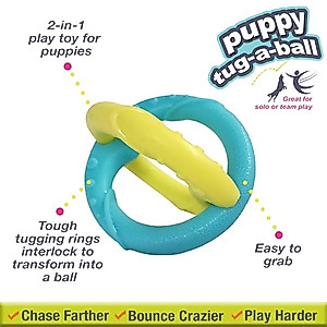 Nylabone Power Play Puppy Tug-a-Ball - Puppy Tug Toy - Interactive Puppy Enrichment Toys - Puppy Must Haves (1 Count)