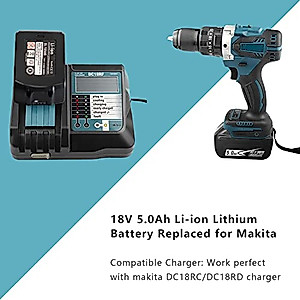 2Packs Upgraded 5.0Ah 18V BL1850B with LED Replacement Lithium-ion Battery Compatible with Makita 18 Volt Battery for Compatible Makita 18V Lithium-Ion Cordless Power Tools