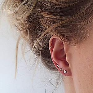 925 Sterling Silver Stud Earrings for Women Men|Hypoallergenic Earrings Stud|4 Pairs of White Gold Plated Sterling Silver Stud Earrings Set for Women