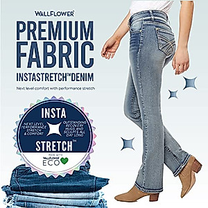 WallFlower Women's Luscious Curvy Bootcut Mid-Rise Insta Stretch Juniors Jeans (Standard and Plus), Jenna, 9
