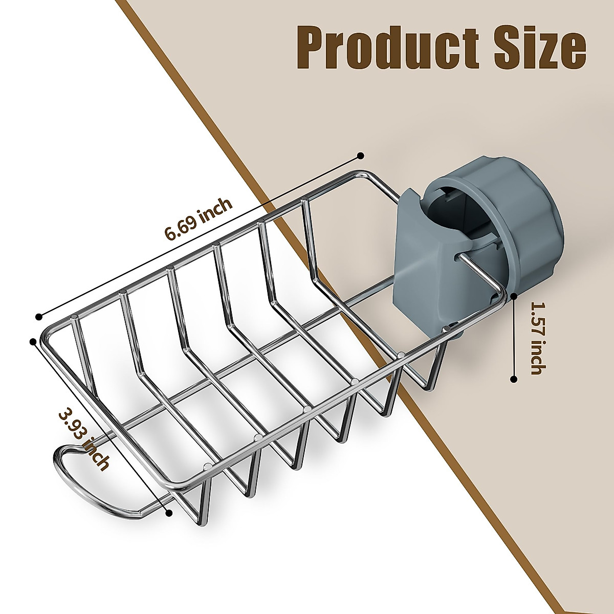 Aexbxoa Kitchen Sink Faucet Organizer, Sponge Holder for Kitchen Sink, Adjustable Detachable Stainless Steel Faucet Rack for Bathroom, Scrubbers, Soap