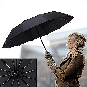 Ateupom Rain Umbrella, 12 Ribs 39 inch Auto Open/Close Windproof Umbrella, Waterproof Travel Umbrella, Portable Umbrellas Folding Backpack Umbrella with Ergonomic Handle