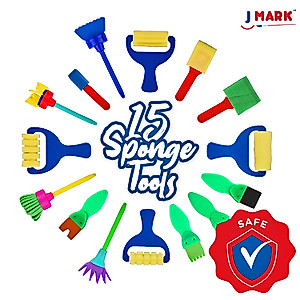 J MARK 38-Piece Toddler Paint Set, Includes Washable Tempera Paint, Art Smock, Painting Paper, Brushes, Tools