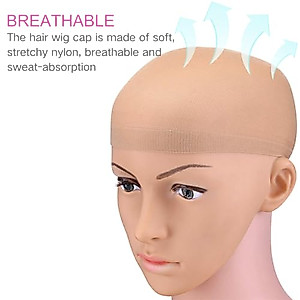 OSCCI Brown Stocking Wig Caps 2 Pieces Stretch and Breathable Nylon Wig Cap Suit for Women and Men (2 Caps)