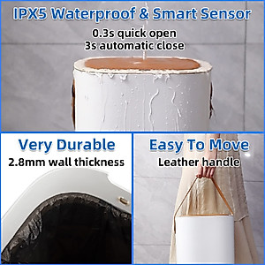 Smart Touchless Trash Can, 4.2 Gallon Motion Sensor Small Waterproof Garbage Can with Lid, Rechargeable Automatic Electric Rubbish Bin with Handle for Bathroom, Kitchen, Office, Living Room, RV