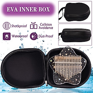 LUCKIPLUS Cute Kalimba Thumb Piano 17 Keys-Star Crystal Acrylic Finger Piano-Portable Mbira Musical Instruments Cute Christmas Gift with Tune Hammer and Study Instruction for Adults Beginners