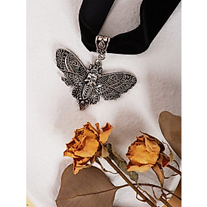 Sacina Goth Luna Moth Choker, Black Velvet Choker Necklace, Halloween Christmas New Year Jewelry Gift for Women