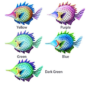 GEZICHTA Metal Fish Crafts Living om sy Install Indoor Outdoor Wall Decor Hanging Ornaments Bedroom Garden Iron Art Office Multifunction Porch Home Balcony(Purple)