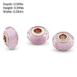 PANDORA Faceted Pink Murano Glass Charm Bracelet Charm Moments Bracelets - Stunning Women's Jewelry - Gift for Women in Your Life - Made Rose, No Box
