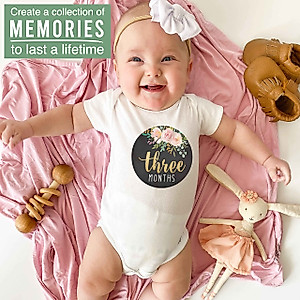16 Monthly Baby Milestone Stickers Girl - Floral Baby Monthly Milestone Stickers For Baby Girl, Milestone Baby Monthly Stickers, Baby Month Stickers For Baby Photo Props, Monthly Baby Stickers Girl
