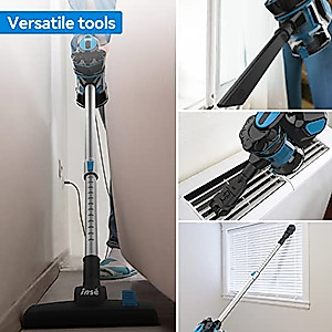 INSE Vacuum Cleaner, Corded Vacuum Cleaner 600W Powerful Motor 18000Pa Versatile Handheld Corded Stick Vacuum Cleaner for Hardwood Floor Pet Hair - Blue