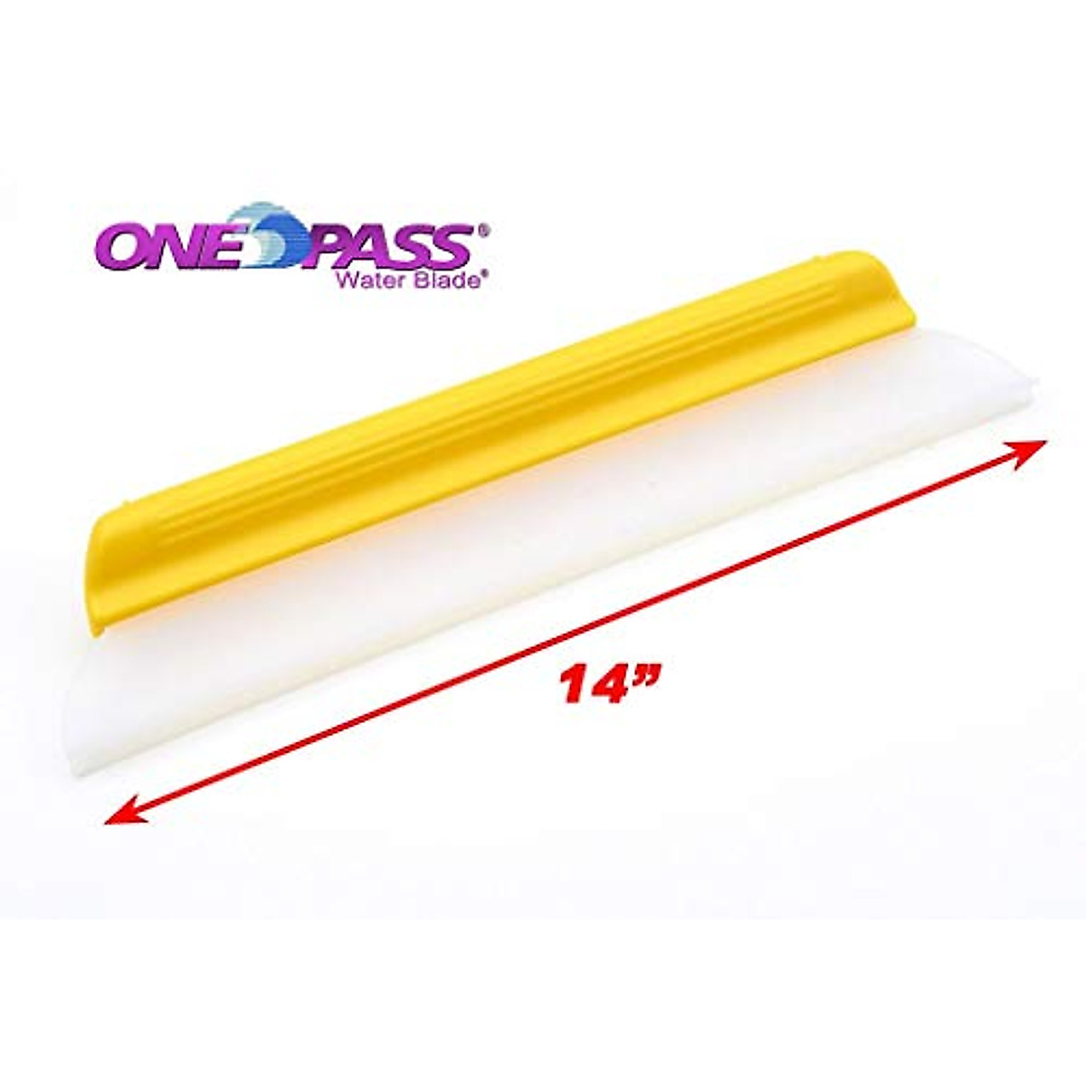 One Pass Hydroglide 14" Waterblade Silicone Y-Bar Squeegee Yellow with XL Micro Fiber Towel