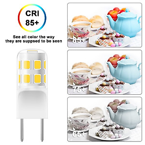 Lacnooe G8 Led Bulb Dimmable, 3W T4 Led Bulb, 20-25W Halogen Equivalent, Warm White 3000K, 120V Puck Light Bulbs for Under Cabinet Light, Under Counter Kitchen Lighting, 6-Pack