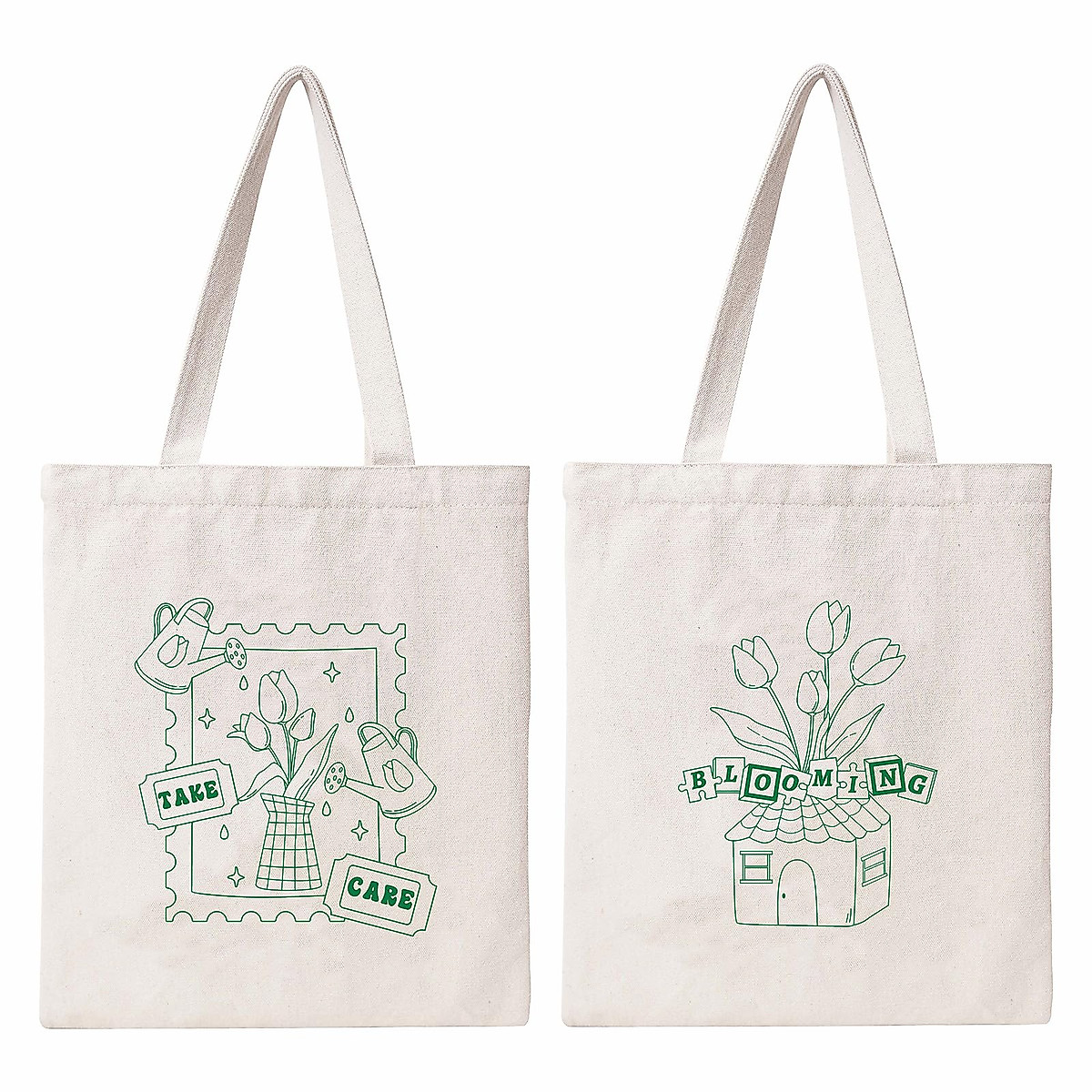 THEYGE Cute Tote Bag Simple Canvas Bag Lovely Funny Pattern Tote Bag for Women Gift Cotton Canvas Tote Bag With Pocket Reusable Grocery Shopping Bag Shoulder Bag