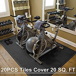 Walsai Exercise Mats Puzzle Foam Mats Gym Flooring Mat Cover 20 SQ.FT Interlocking Foam Mats with EVA Foam Floor Tiles for Home Gym Equipment Workouts Black