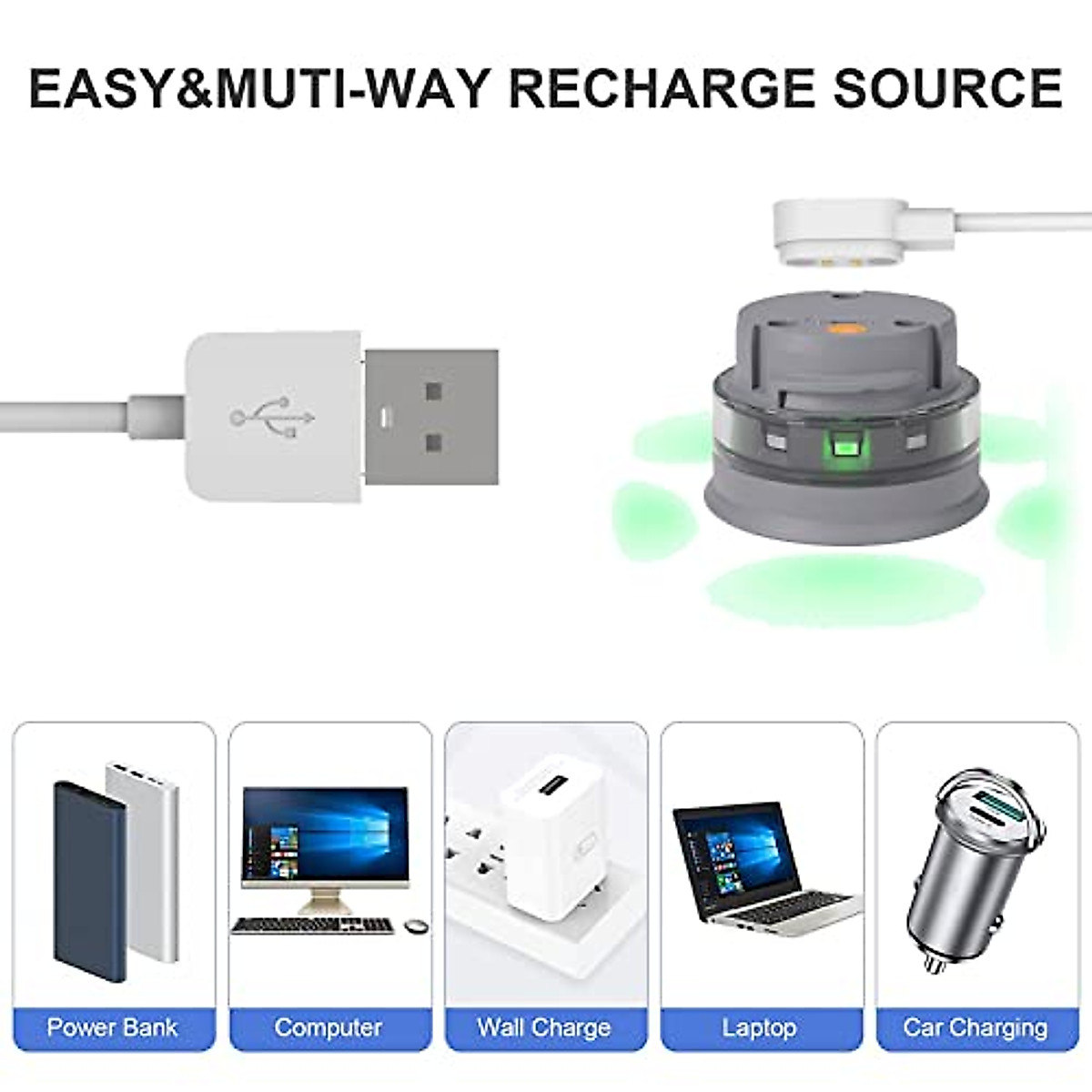 YwonShne Charger Compatible with HidrateSpark PRO/HidrateSpark PRO Steel/HidrateSpark PRO Tumbler Charger Chargering Cable Cord Magnetic USB Cradle Accessories(Black+Black)