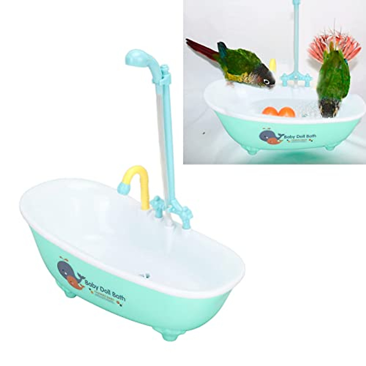 Zerodis Bathtub, Multifunctional Cute Electric Automatic Bathtub Bird Bathroom Toys Parakeet Shower Box Automatic Bathtub with Faucet