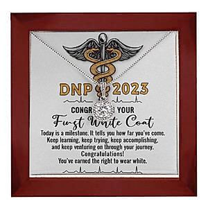 First White Coat Ceremony DNP Doctor of Nursing Practice Medical Student 2023 Eternal Hope Necklace Gifts Mahogany Style Luxury Box