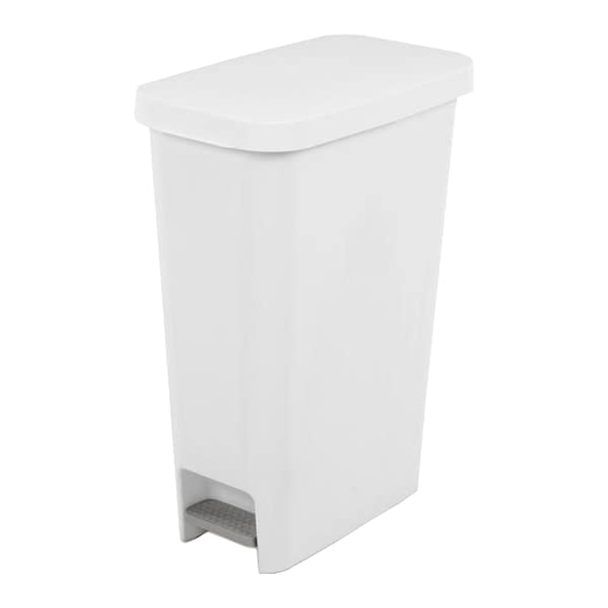 Sterilite Slim Trash Can with Lid, Step On 11 Gal White Kitchen Garbage Can for Bathroom, Bedroom, Home, and Outdoor, Wholesalehome Microfiber Cleaning Cloth Included