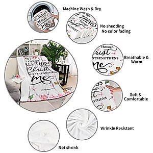 Christian Gifts for Women, Super Soft Bible Verse Blanket with Inspirational Thoughts and Prayers, Religious Scripture Throw Blankets Cozy Healing Flannel Blanket for Woman Mom Pastor Gift, 50x60 Inch