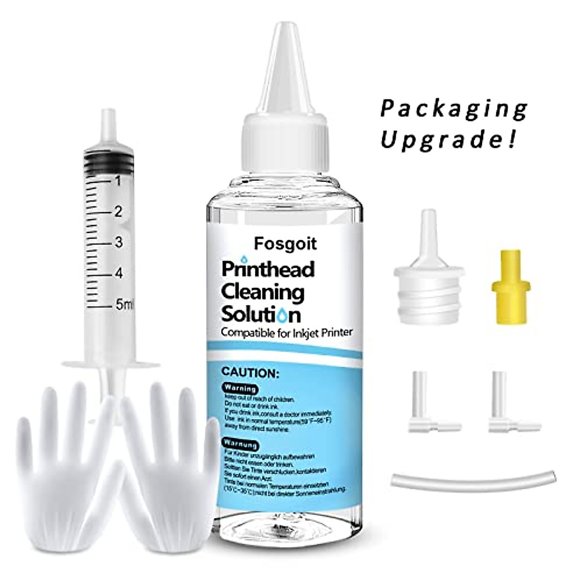 Printhead Cleaning Kit 100ml, Printer Cleaning Kit for Epson Ecotank Printer, Printer Cleaner Kit for HP Printhead, Inkjet Printer Head Cleaning Kit for Canon Brother Lexmark Print Head Liquid Nozzles