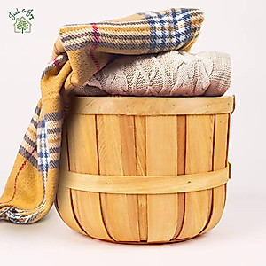 Jack & Joy Set of 2 Baskets for Produce – Thick Wood Slots and Reinforced Body, Display Fruits and Vegetables or Use in Home Garden, Fold Down Strap for Easy Carrying, Large 11" & Small 9"