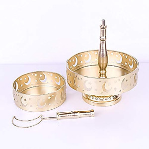 PTYQU Eid Mubarak Golden Metal Tray Decorations Cookies Storage Ramadan Ornament Party Festival Table Decor-Double-Layer Assembly