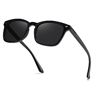 D Lolylad Polarized Sunglasses UV 400 Protection Black Retro Designer Style Fashion Sunglasses for Women and Men