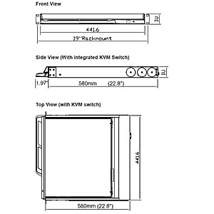 Crystal Image Technologies - 1U 19" Rackmount Monitor with 8 Port KVM Switch, 1440 X 900, 8 VGA/USB Cables Included, Part#RM-131-19W-801, 3 Year Warranty