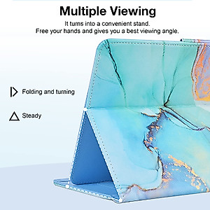 9.5-10.5 inch Tablet Case, Universal Protective Cover Stand Folio Case for 9 10 10.2 Inch Android Touchscreen Tablet, Green-Gold Marble