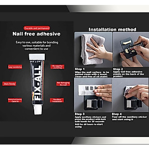 Free Eagle Holder Wall Mount, 6 Packs Tool Storage & Laundry Closet Room Organizer, Adhesive Utility & Garage Storage Rack Cabinet, Mop & Broom Stainless Hanger, 1 Racks With 1 Hooks (01 black)